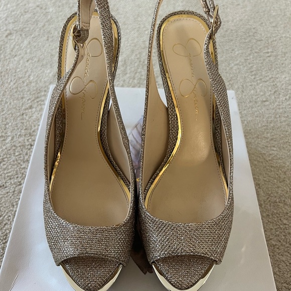 Jessica Simpson | Shoes | Jessica Simpson Gold Mesh Slingbacks | Poshmark